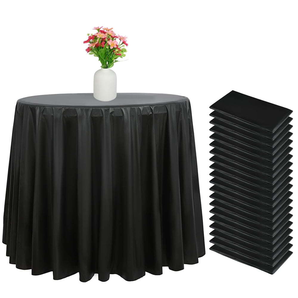 Pesonlook 20 Pack Premium Plastic Round Tablecloth 84 inch Disposable ...