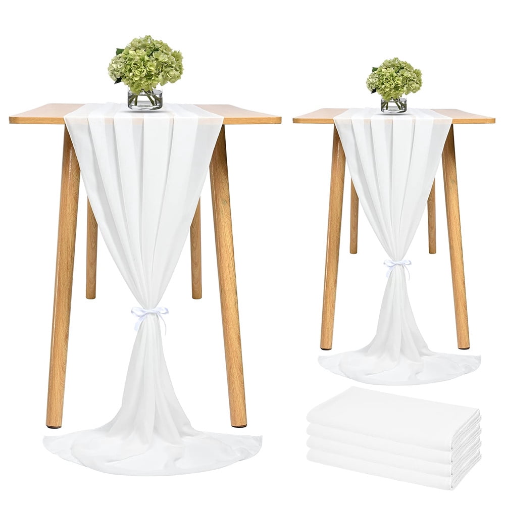 Pesonlook 4 Pcs Chiffon Table Runner 28x120 Inches Romantic Wedding ...
