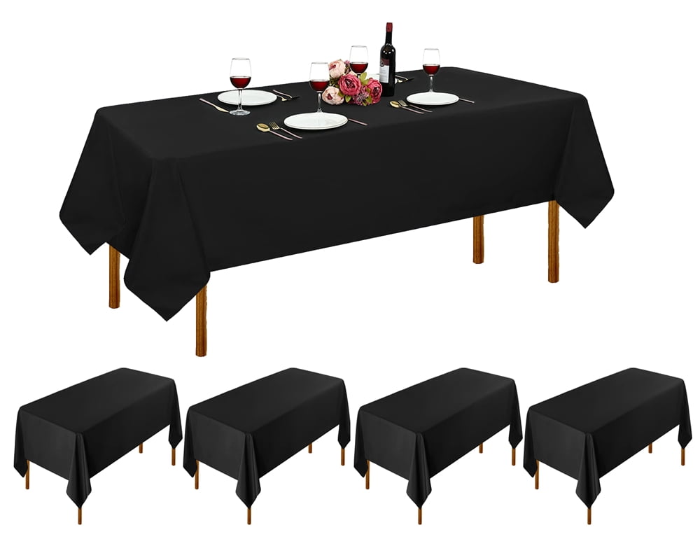 Pesonlook 5 Pack Black Tablecloth 60 x 102 Inch Table Cloth Rectangle 6 ...