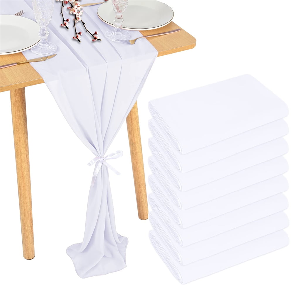 Pesonlook 8Pcs Chiffon Table Runner 28x120Inches Wedding Table Runner ...