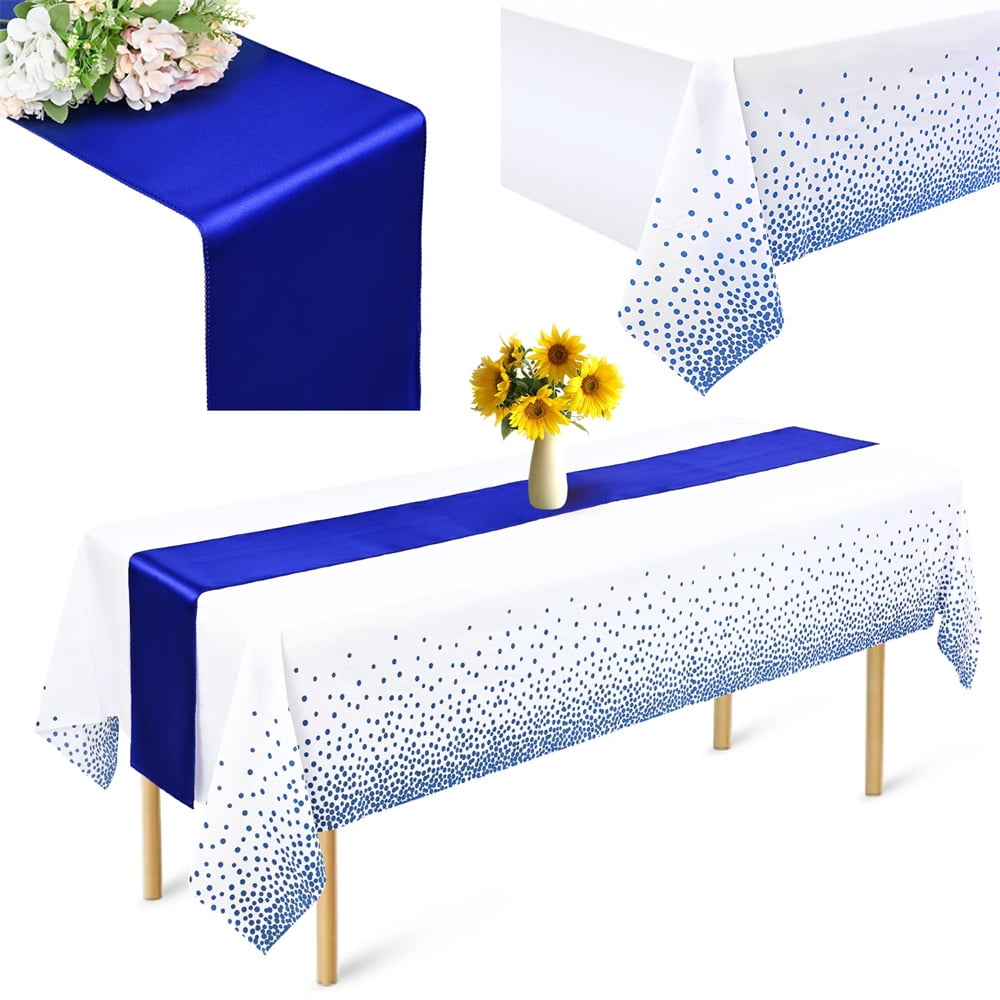 Pesonlook Tablecloth Table Runner Set Disposable Blue Tablecloths ...
