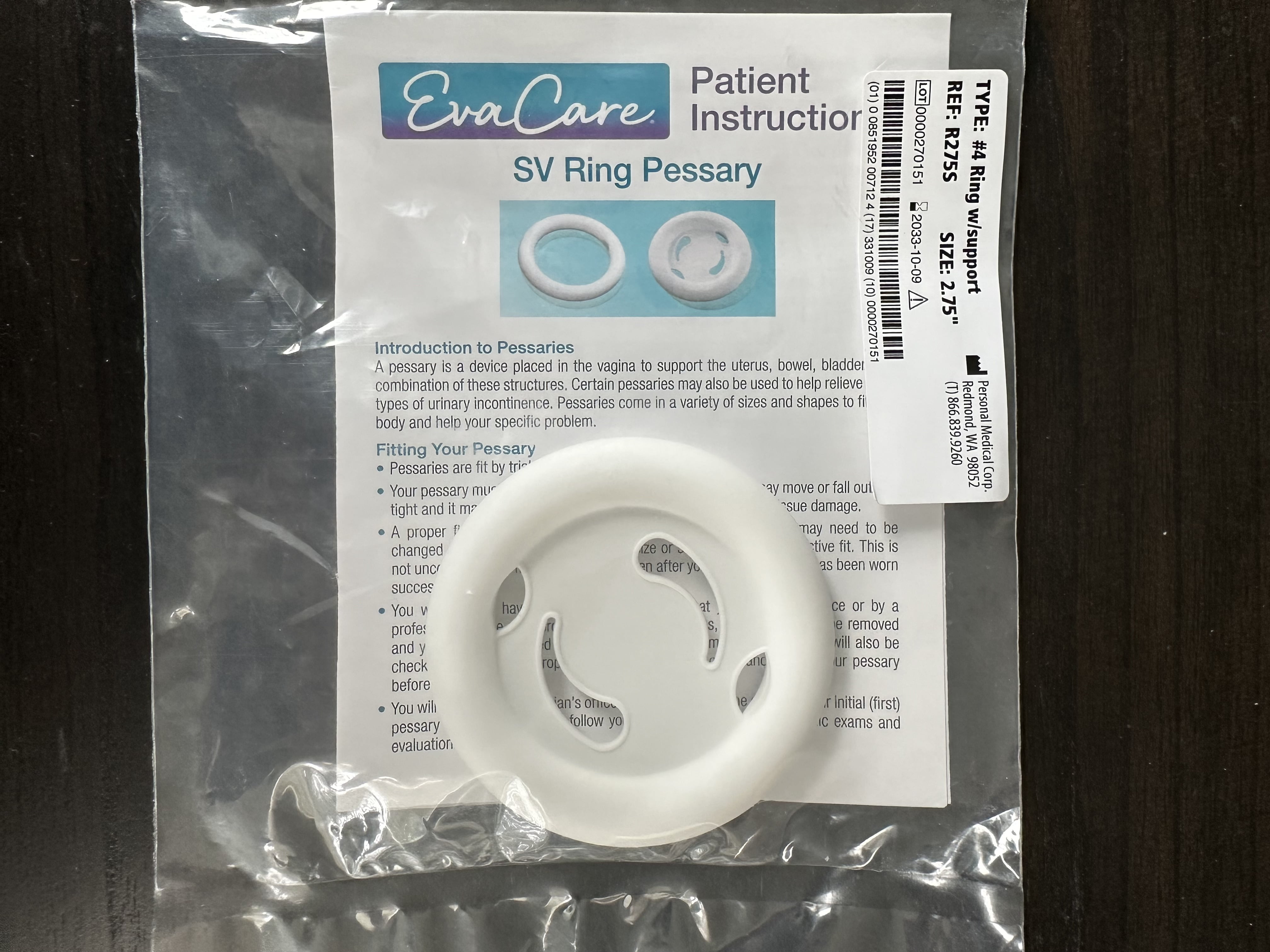Pessary EvaCare Ring Size 4 Silicone | R275S - Walmart.com