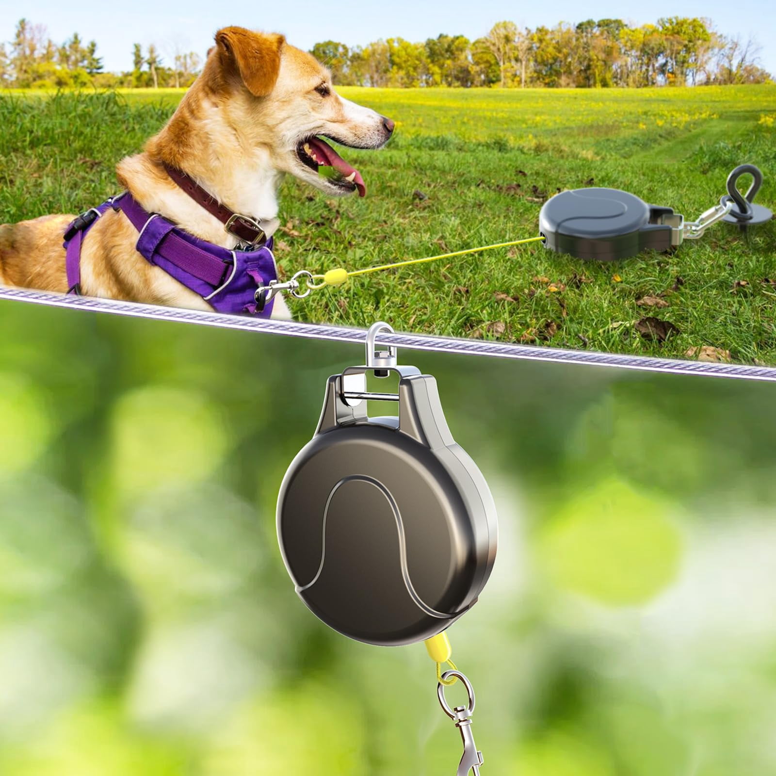Pestairs 30ft Dog Tie DMF15 Out Cable and Retractable Dog Leash, 2-in-1 ...