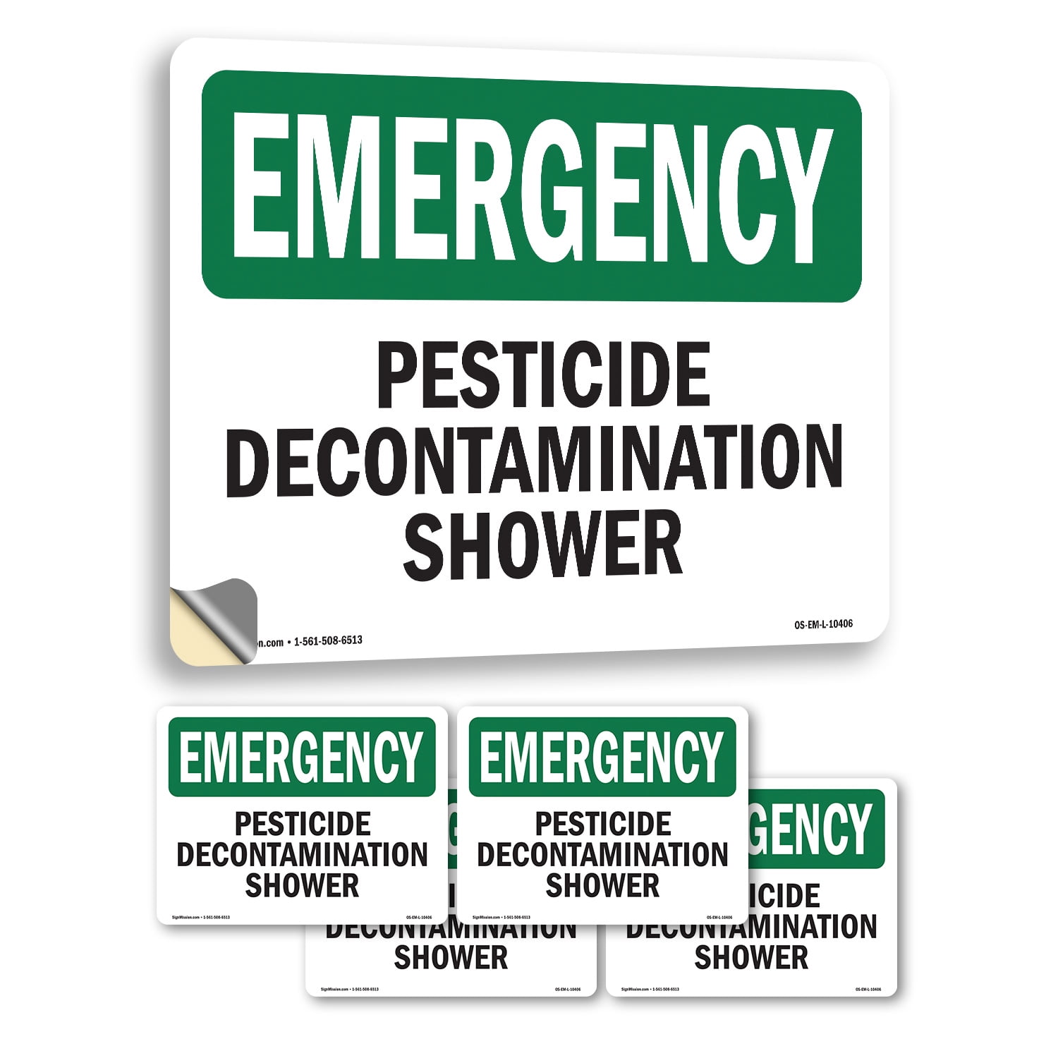 Pesticide Decontamination Shower OSHA Emergency Vinyl Decal Label 10 ...