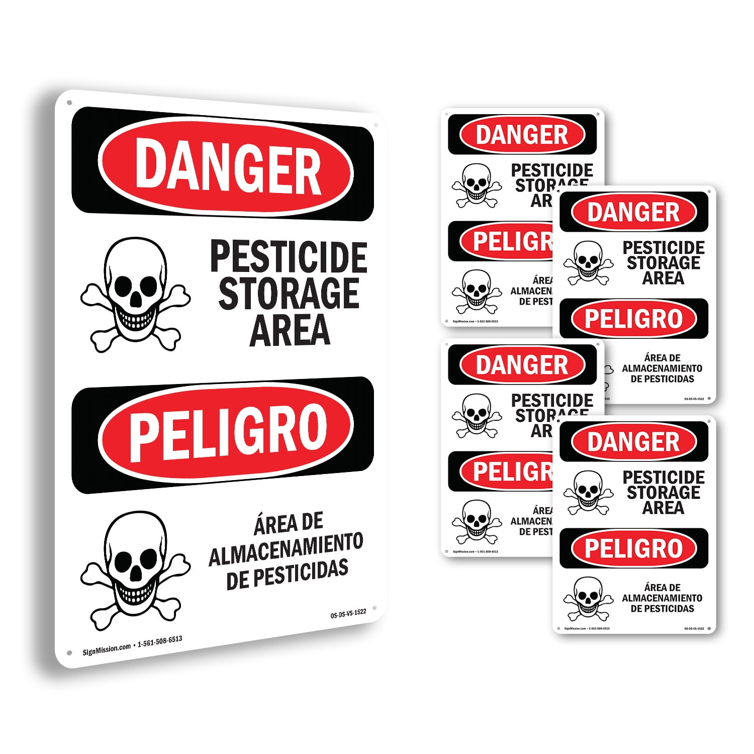 Pesticide Storage Area Bilingual OSHA Danger Rigid Plastic Sign 18 Inch ...
