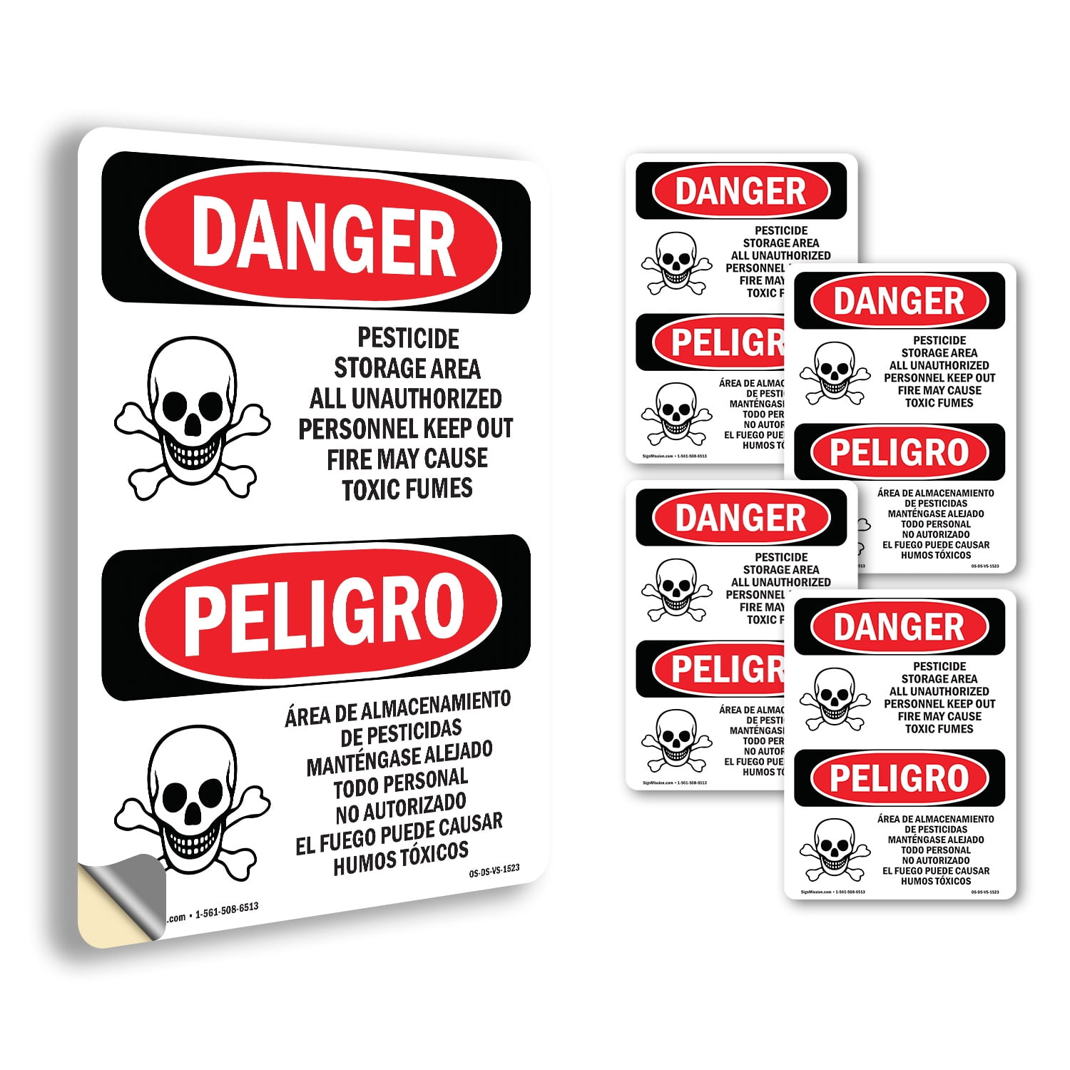 Pesticide Storage Area Bilingual OSHA Danger Vinyl Decal Label 18 Inch ...