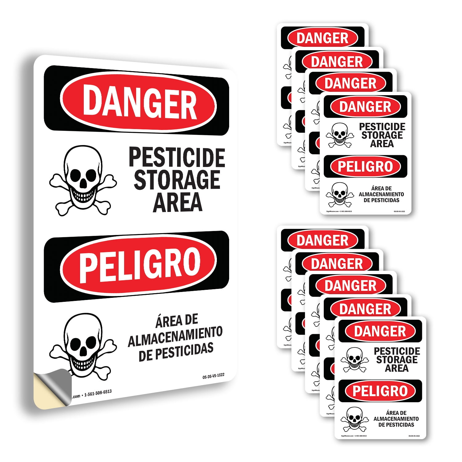 Pesticide Storage Area Bilingual OSHA Danger Vinyl Decal Label 24 Inch ...