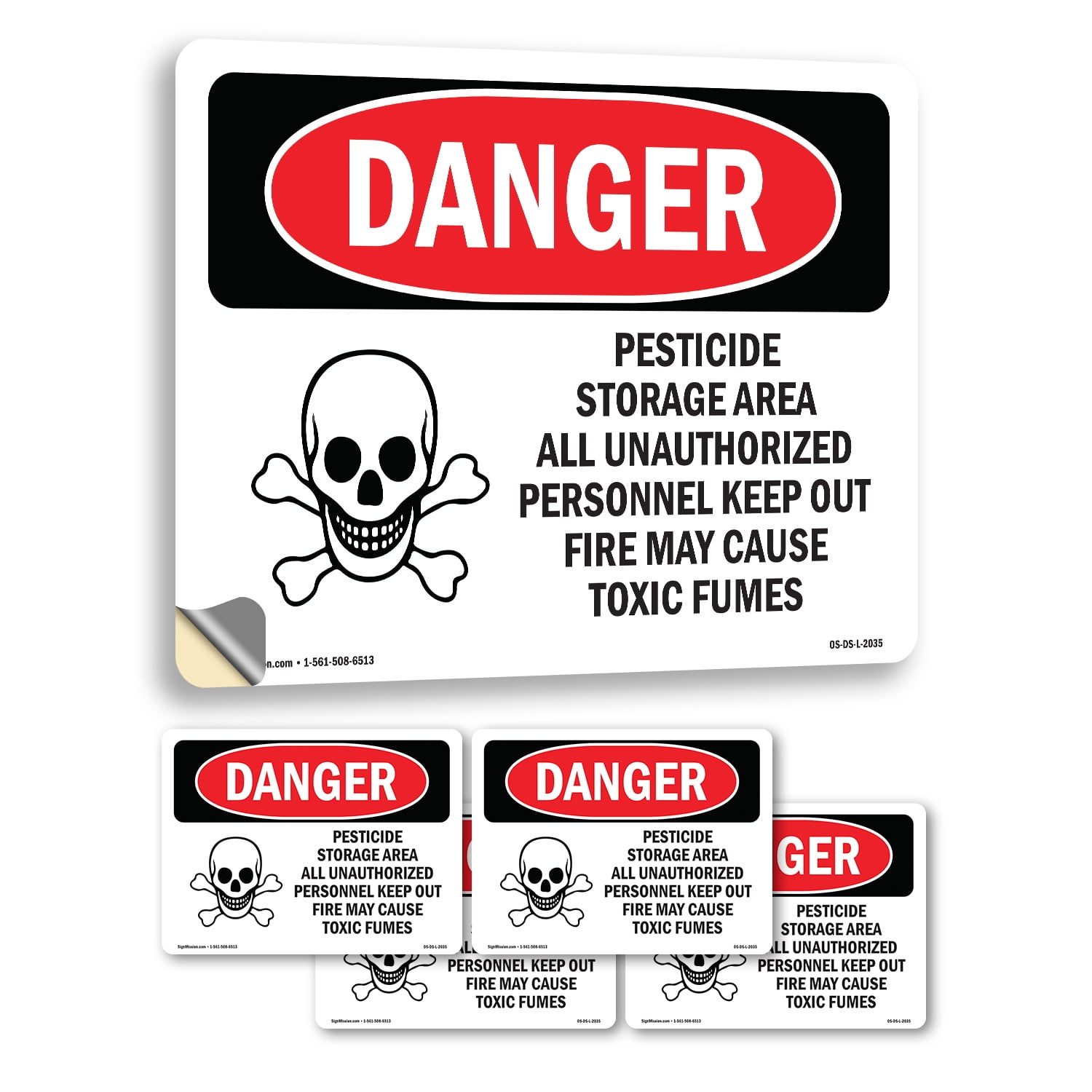 Pesticide Storage Fire Cause Toxic Fumes OSHA Danger Vinyl Decal Label ...