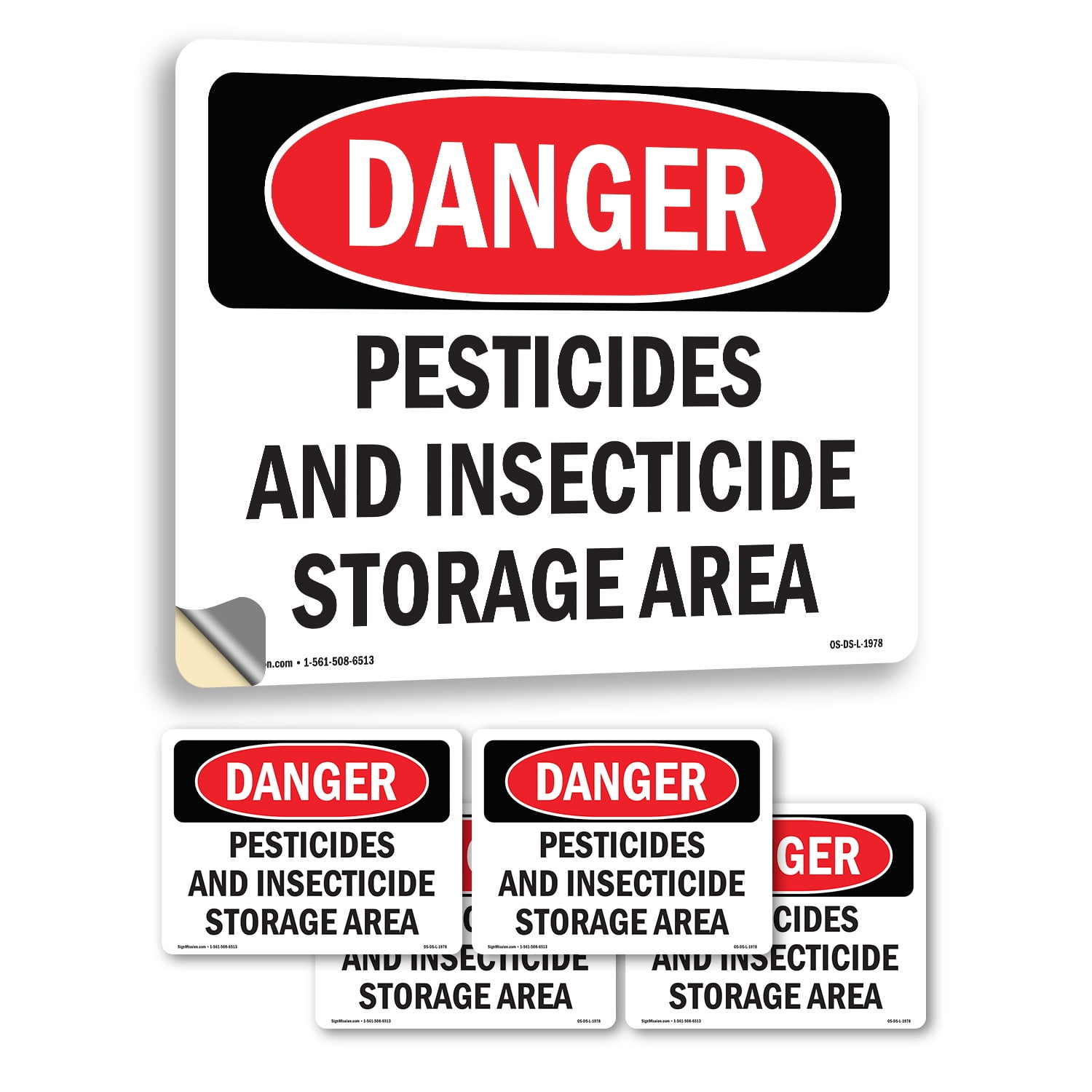 Pesticides And Insecticide Storage Area OSHA Danger Vinyl Decal Label 5 ...