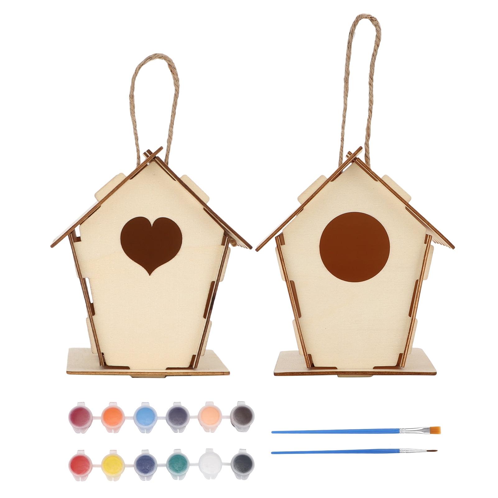 Pet 2 Set DIY Birdhouse Poplar Composite Board Bird Box Kids DIY Build ...