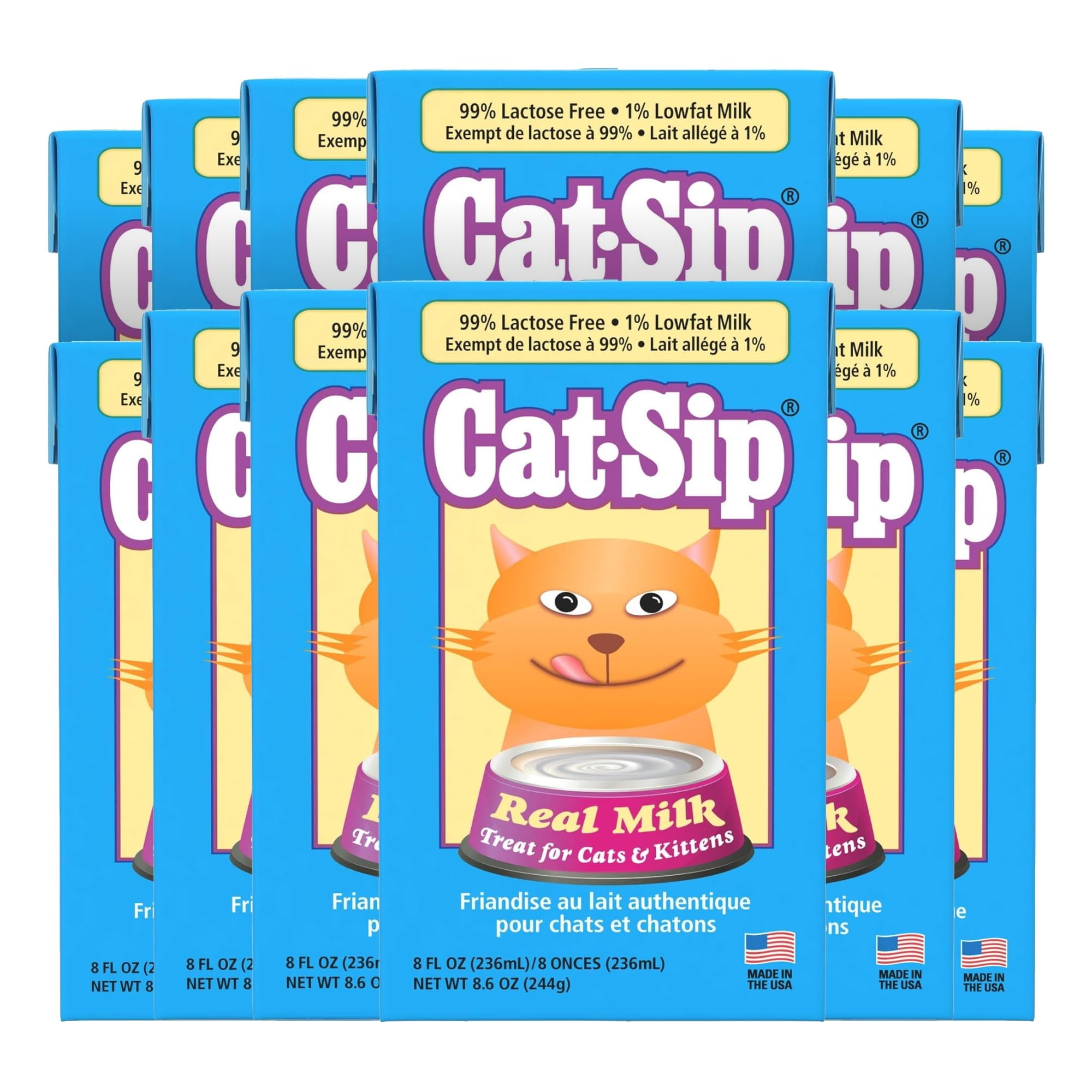 Pet-Ag Cat-Sip Real Milk Treat - 8 oz, 12 Ready-to-Feed Snack for Cats ...