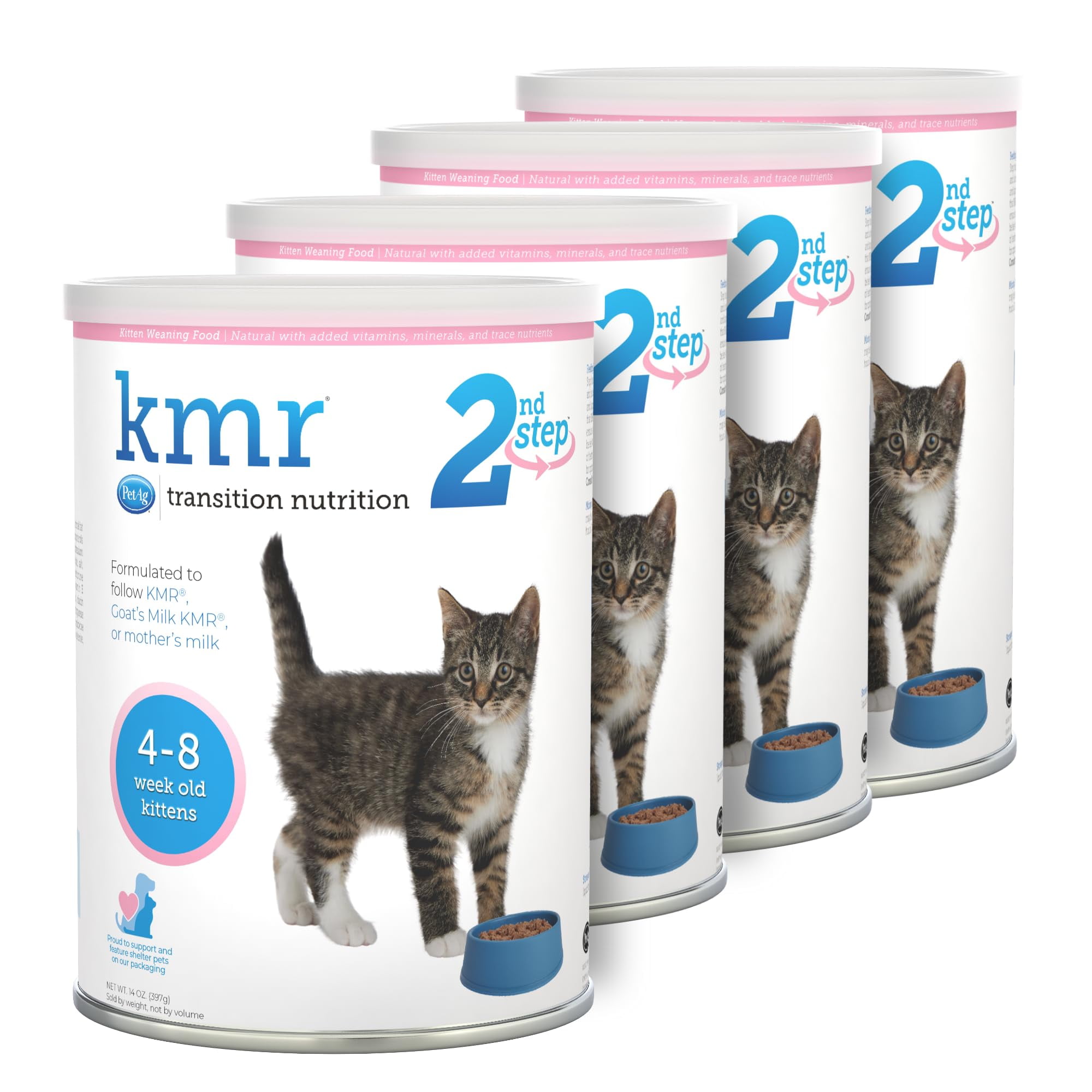 Pet-Ag Kmr 2Nd Step Kitten Weaning Food - 14 Oz, Pack Of 4 - Powdered Kitten Weaning Formula ...