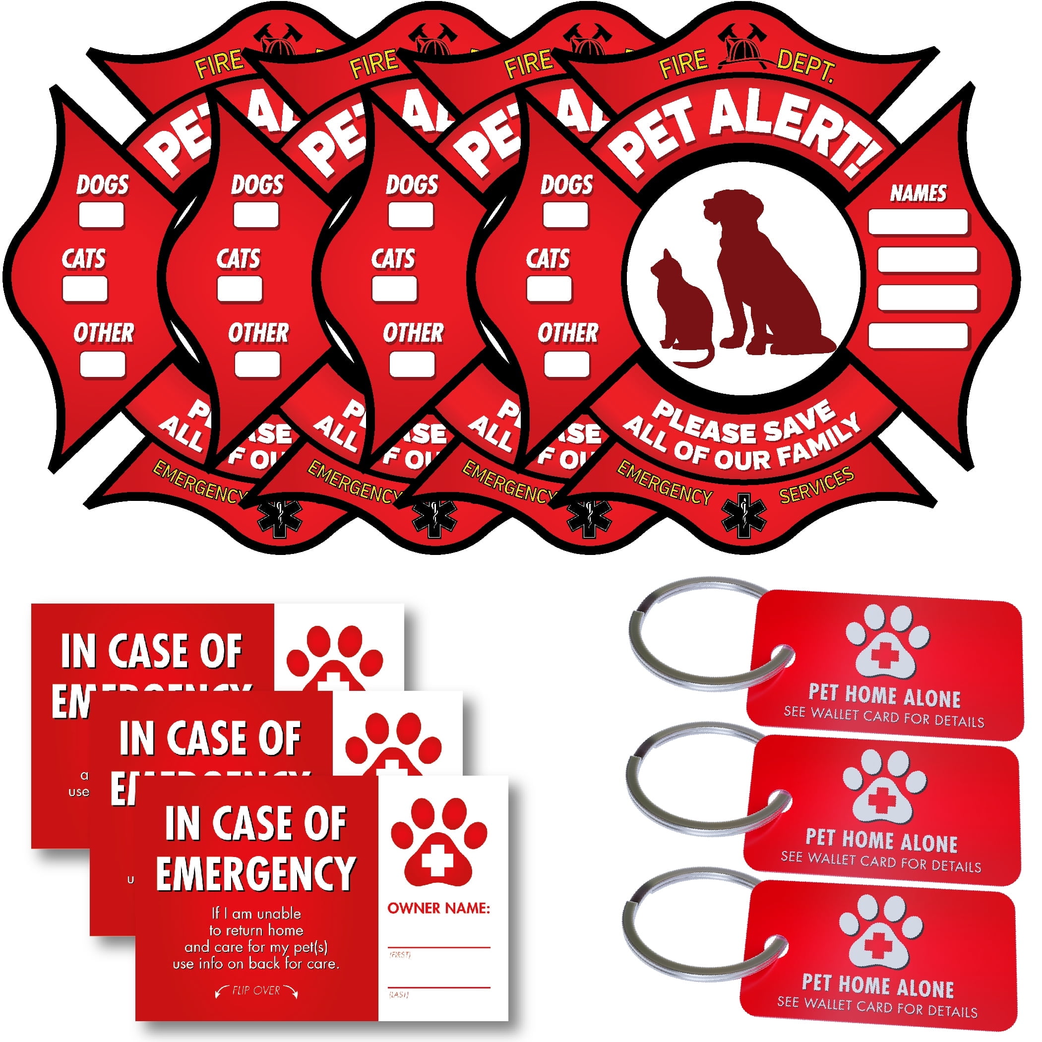 Pet Alert Static Clings, Key Tags, Wallet wards - FIRE Safety Alert and ...