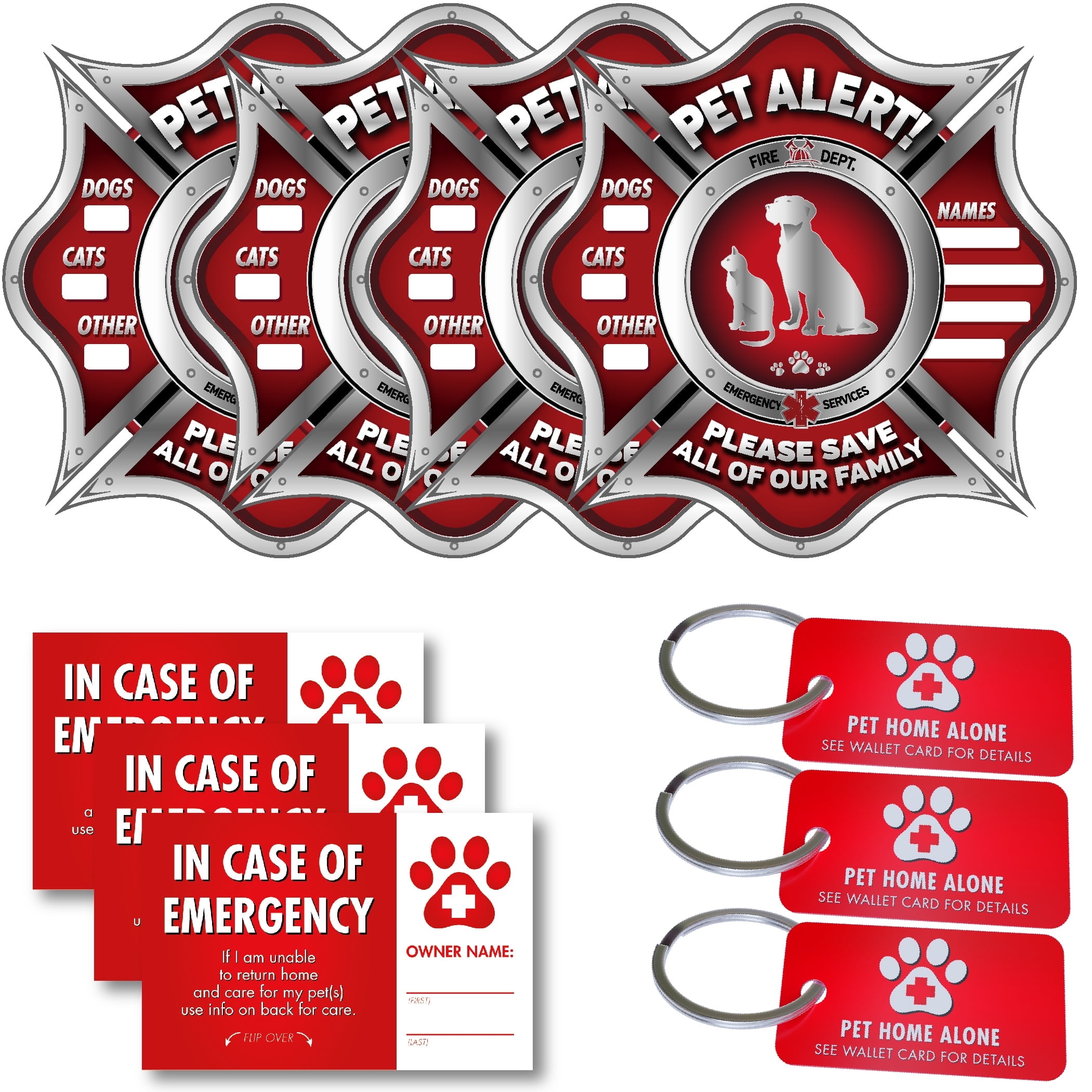 Pet Alert Static Clings, key tags, wallet wards - FIRE SAFETY ALERT and ...