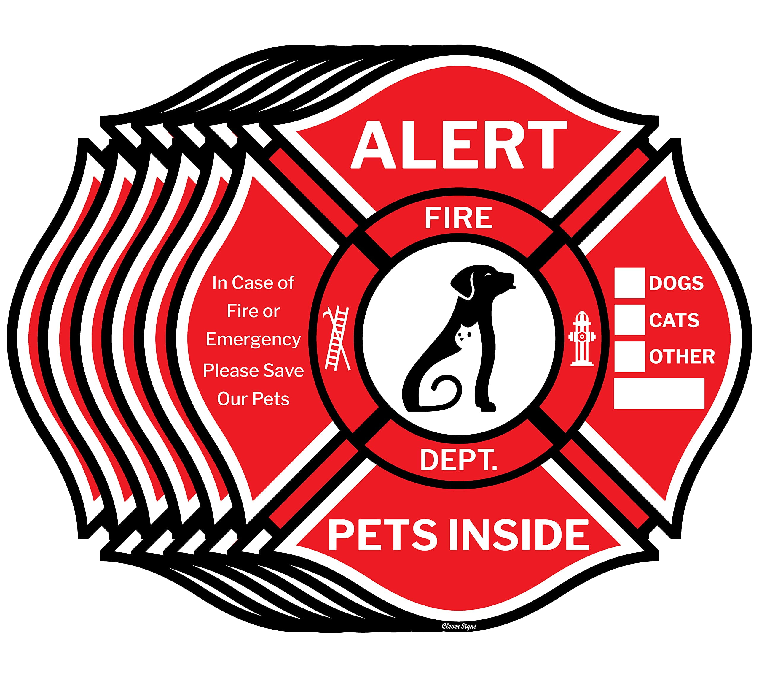 Pet Alert Sticker, Double-Sided, STF9 6 Rescue Pet Decals, Pet Alert ...