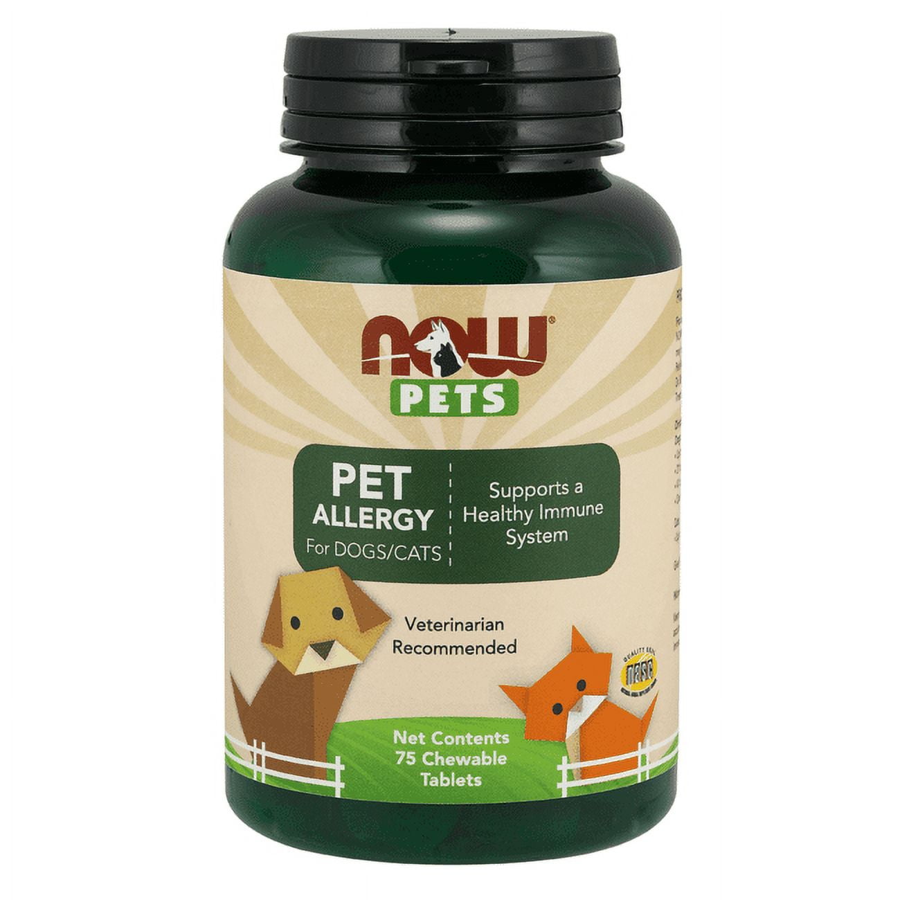 NOW Pets Allergy Relief Medicine Chewable Tablets for Dogs/Cats Vet ...