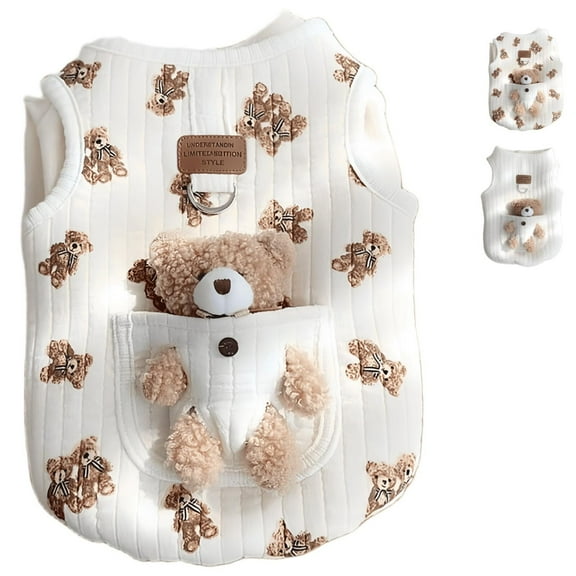 Cute Pet Apparel Bear Pattern Cartoon Dog Clothes All Season Sleeveless ...