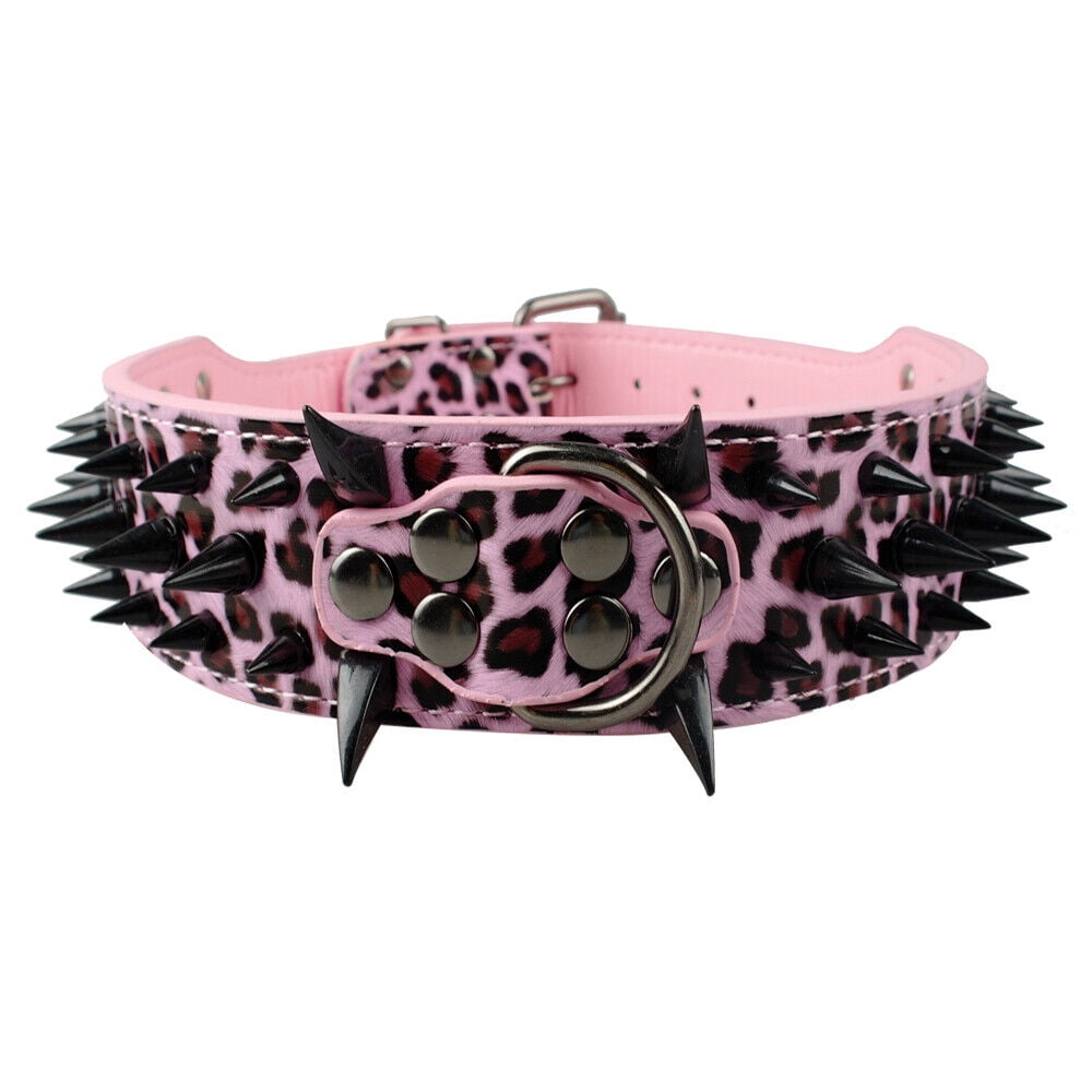 Pet Artist 2.0 inch Wide Cool Sharp Spiked Studded Leather Dog Collars ...
