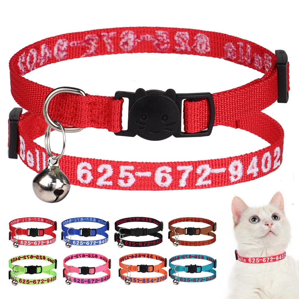 Pet Artist Adjustable Nylon Embroidered Breakaway Cat Collar Bell ...