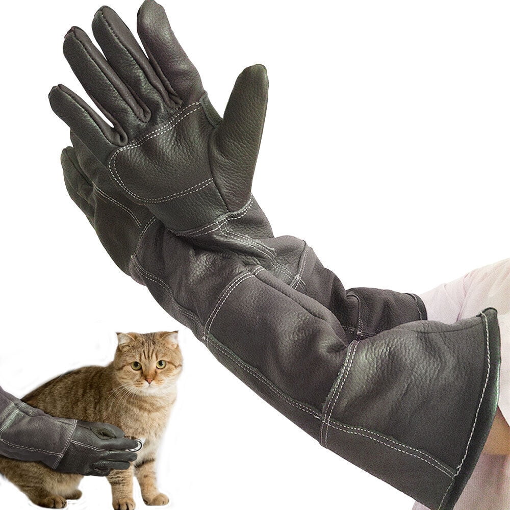 Pet Artist Animal Handling Gloves Leather Sleeve Bite Proof Dog Cat ...