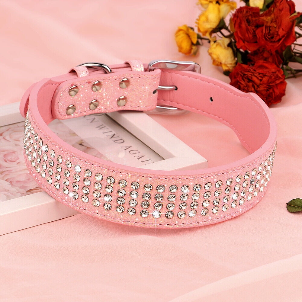 Pet Artist Bling Rhinestone Diamante Large Dog Collar Leather Pet Neck ...