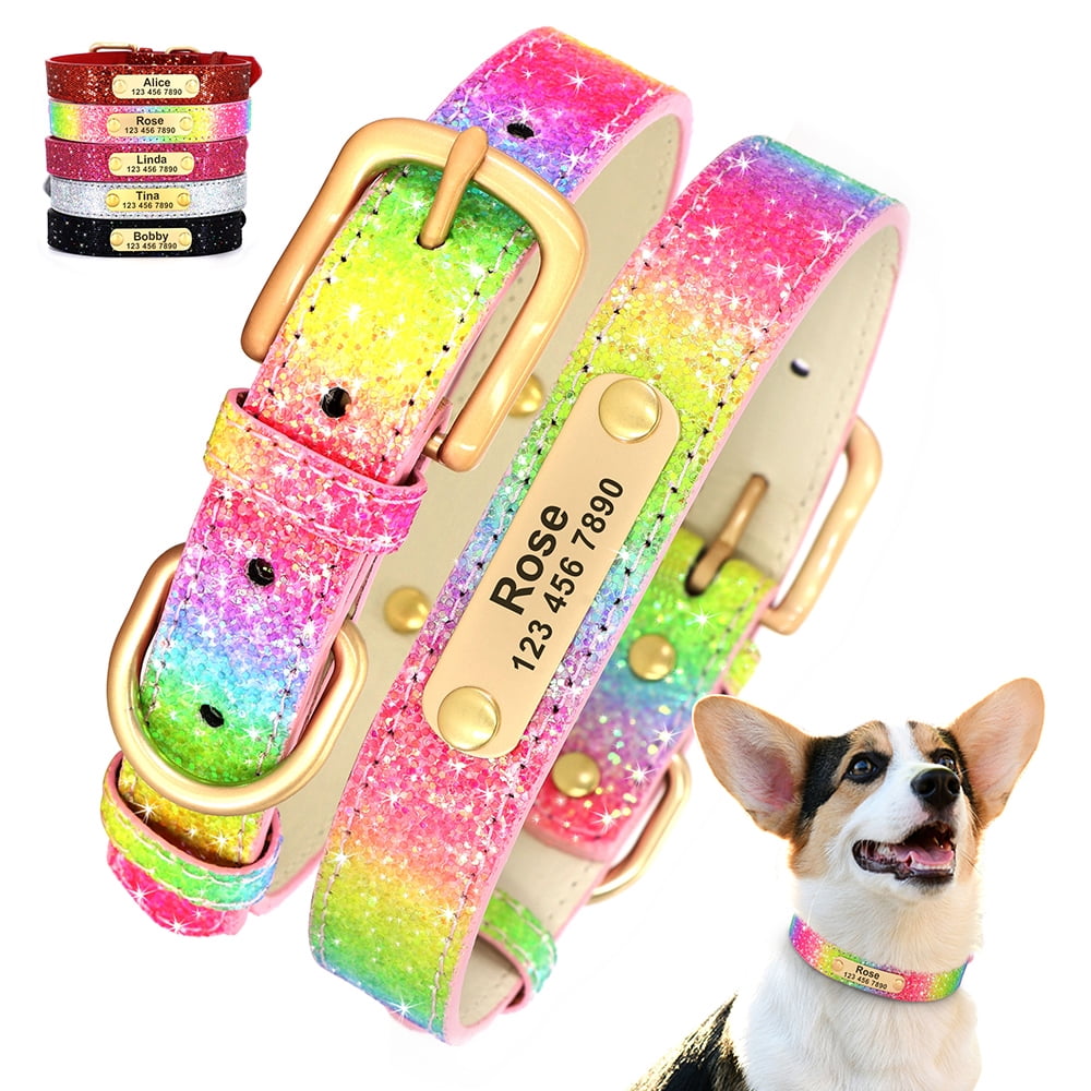Pet Artist Custom Bling Glitter Dog Collar Personalized Pet Puppy ID ...