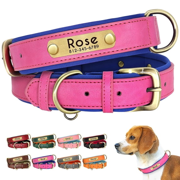Pet Artist Custom PU Leather Dog Collar Personalized Adjustable Pet ...