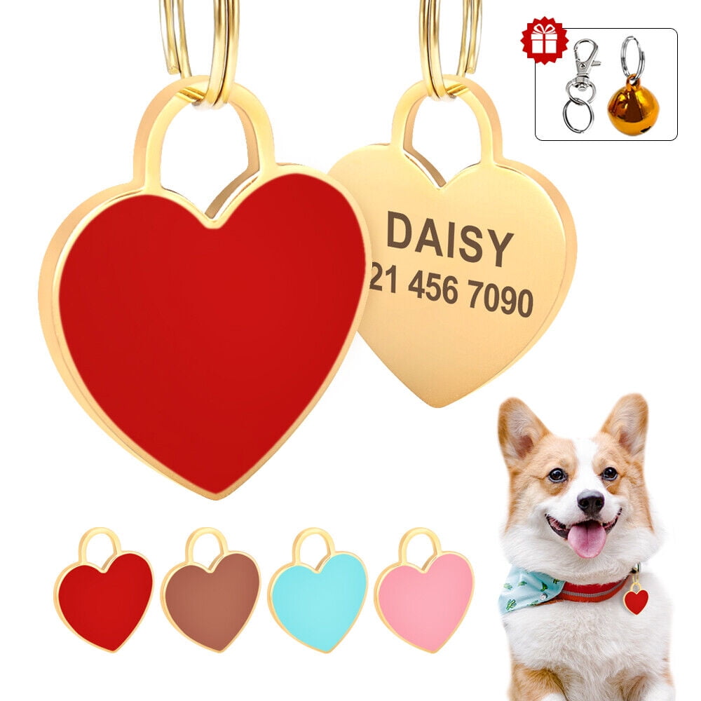Pet Artist Cute Heart Shape Pet ID Name Tag Personalized Dog Cat Puppy ...