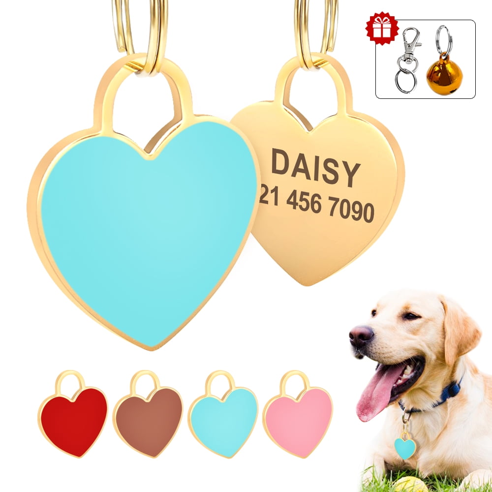 Pet Artist Cute Heart Shape Pet ID Name Tag Personalized Dog Cat Puppy ...