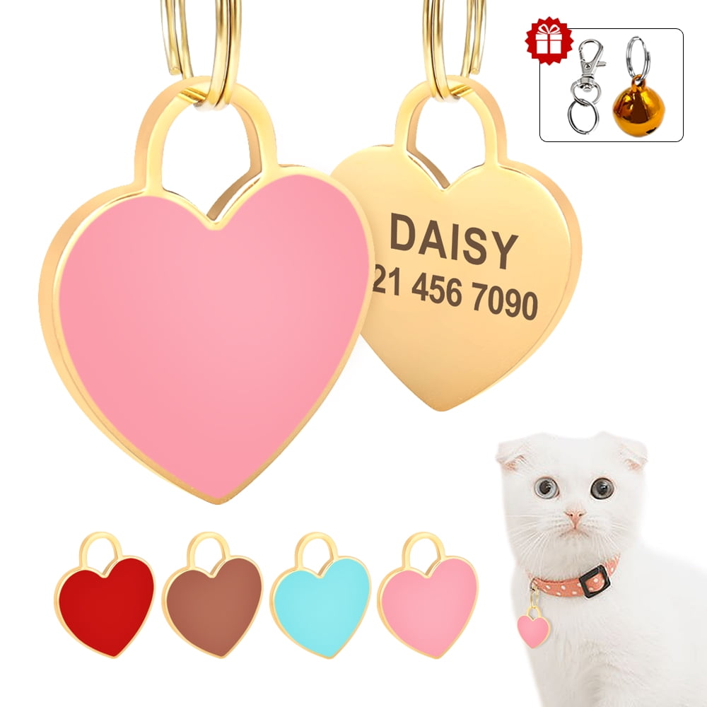 Pet Artist Cute Heart Shape Pet ID Name Tag Personalized Dog Cat Puppy ...