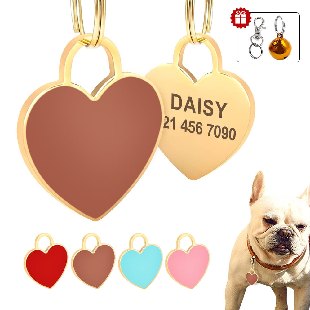 Pet Artist Cute Heart Shape Pet ID Name Tag Personalized Dog Cat Puppy ...