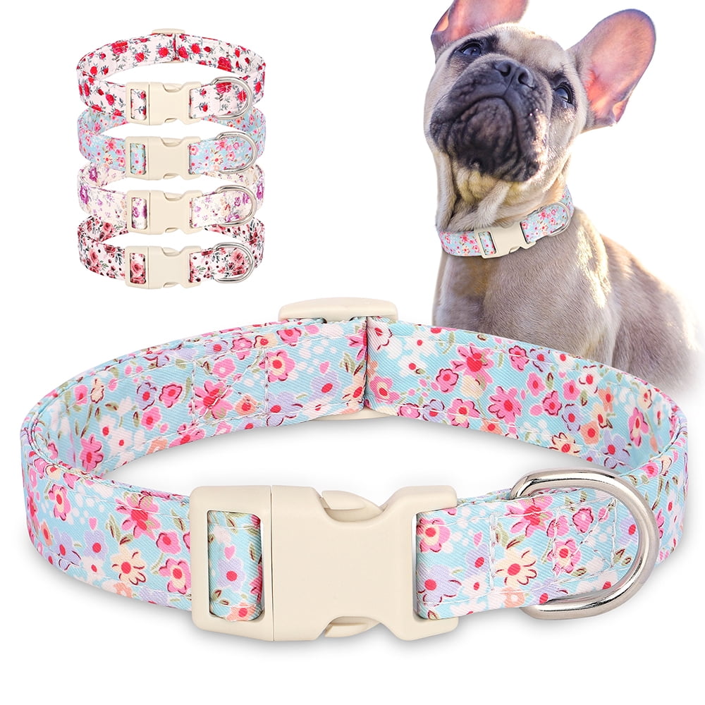 Pet Artist Floral Nylon Dog Collars with Quick Fit Buckle Adjustable ...