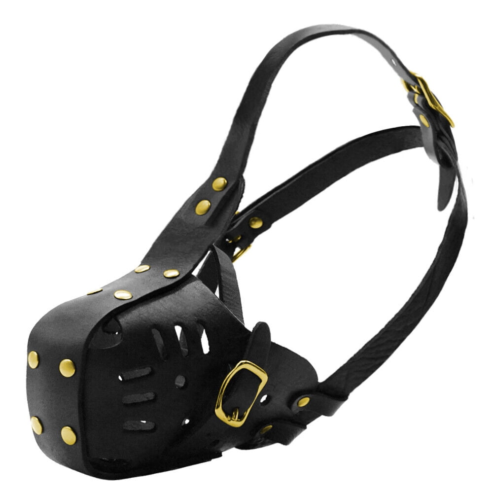 Pet Artist Genuine Leather Anti Bite Dog Muzzle Secure Basket for Large ...