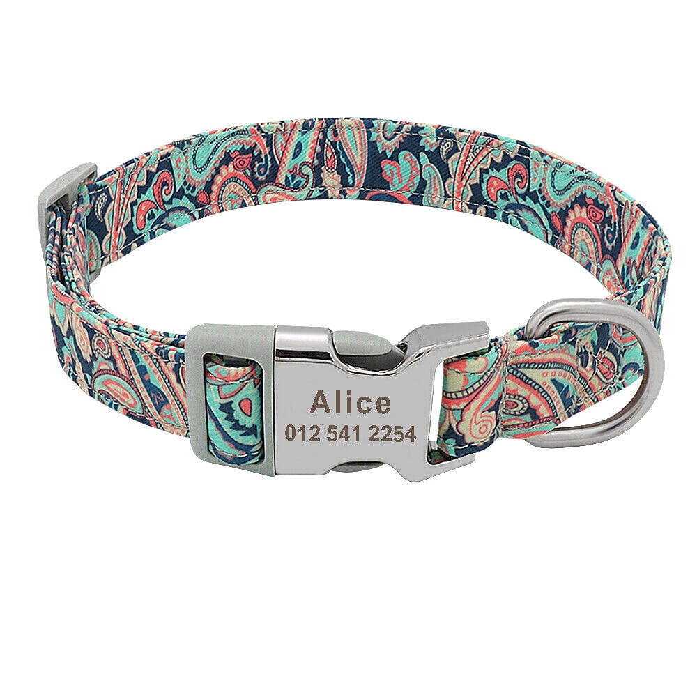 Pet Artist Nylon Cotton Personalized Dog Collar Pet Nameplate Custom ...