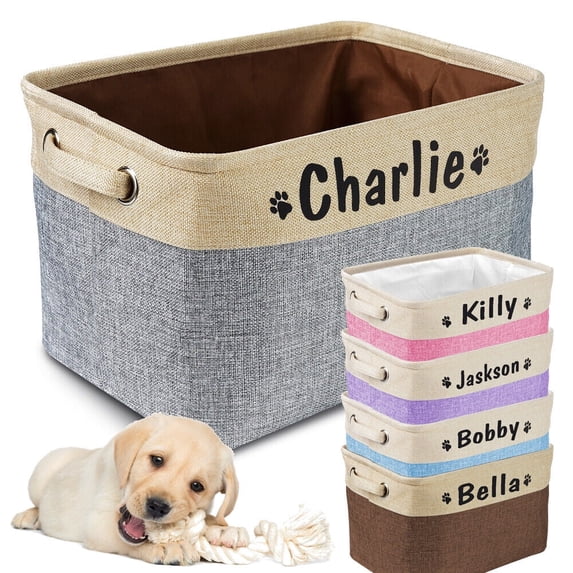 Pet Artist PET ARTIST Collapsible Dog Toy Storage Basket Bin with ...