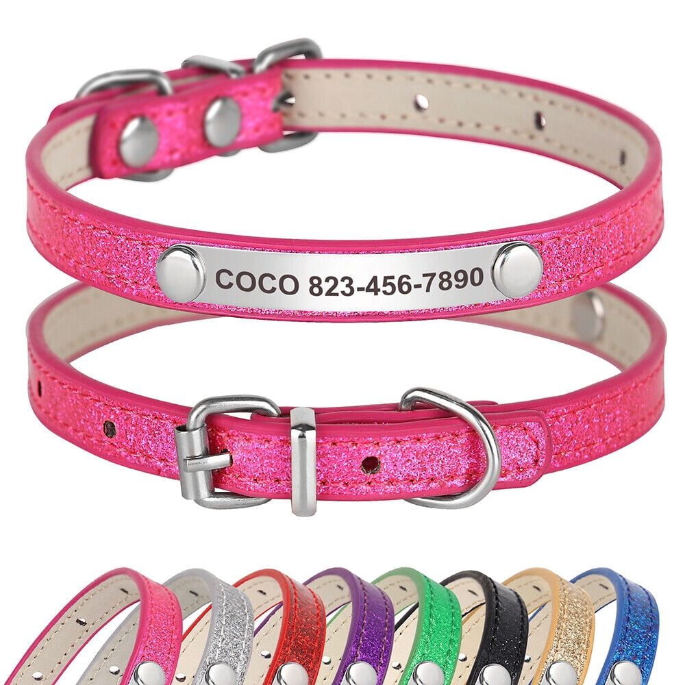 Pet Artist PU Leather Thin Bling Glitter Small Dog Collars for Puppy ...