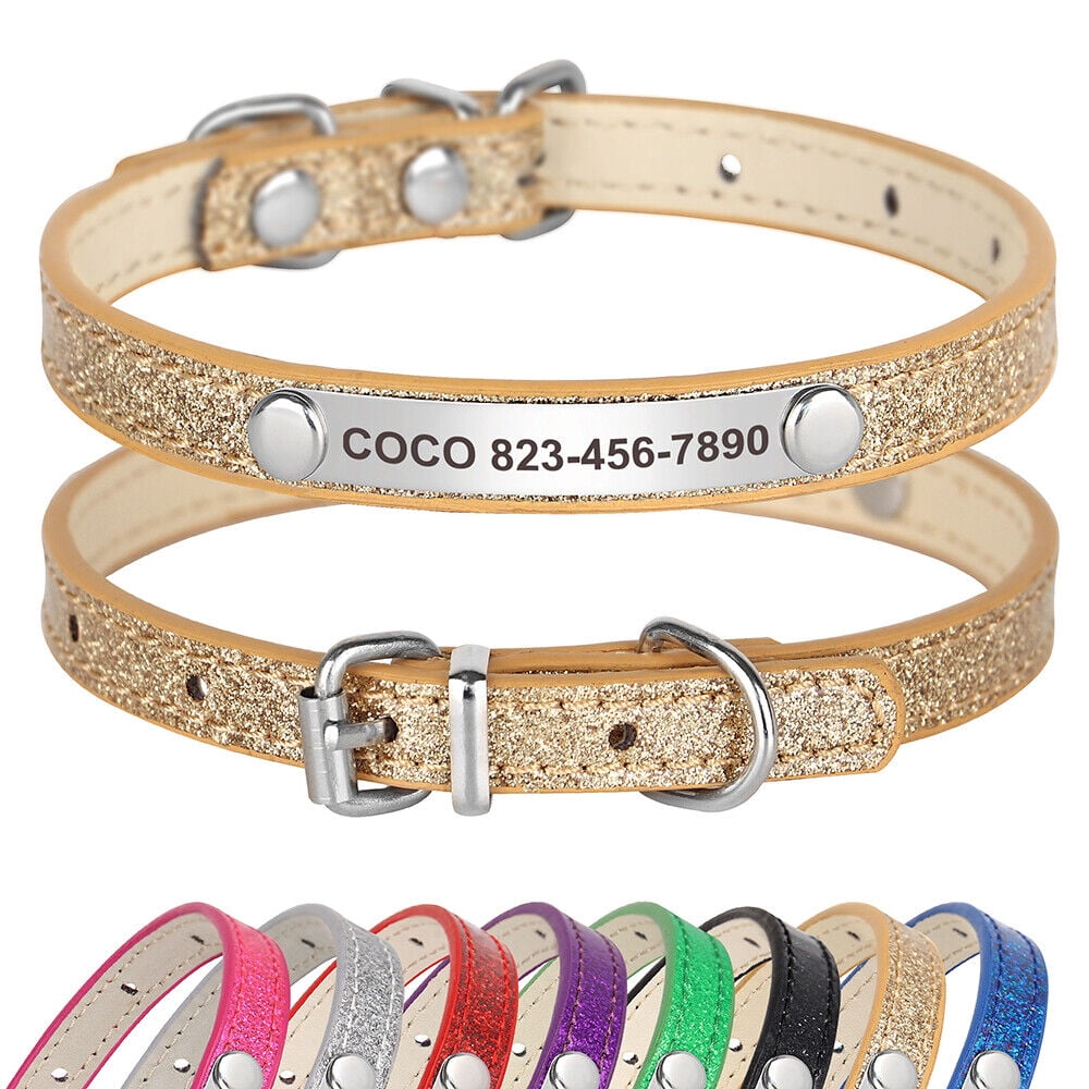 Pet Artist PU Leather Thin Bling Glitter Small Dog Collars for Puppy ...