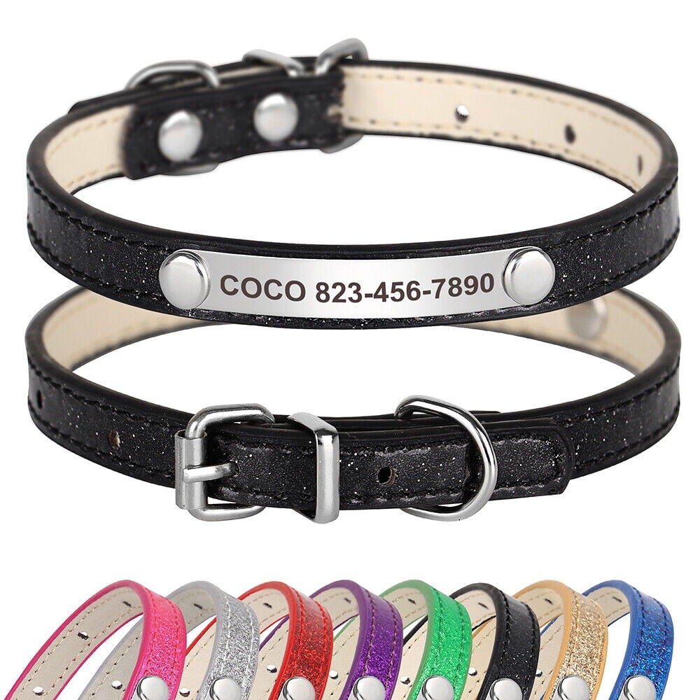 Pet Artist PU Leather Thin Bling Glitter Small Dog Collars for Puppy ...