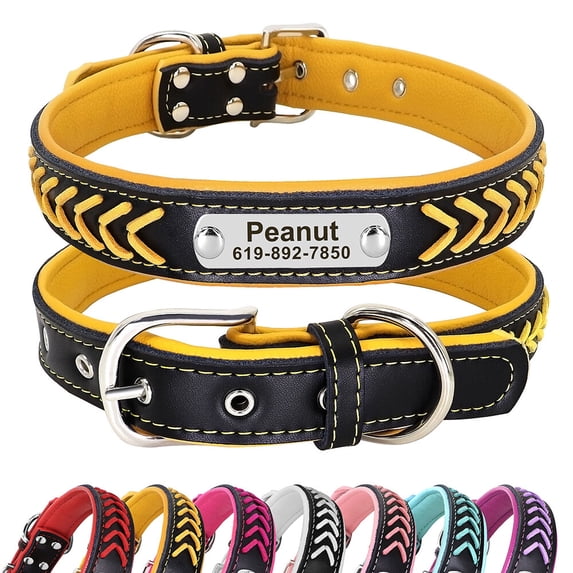 Pet Artist Personalized Dog Collar Braided Soft Padded Leather with ...