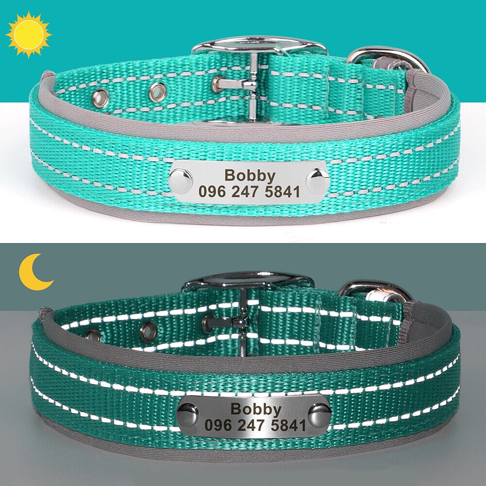 Pet Artist Personalized Dog Collar Soft Padded Reflective Nylon Name ID ...