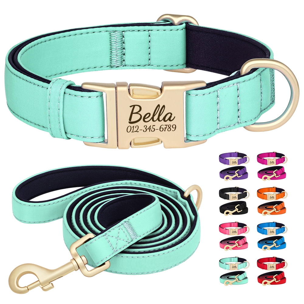 Pet Artist Personalized Dog Collars and Leash set Durable Nylon Soft ...