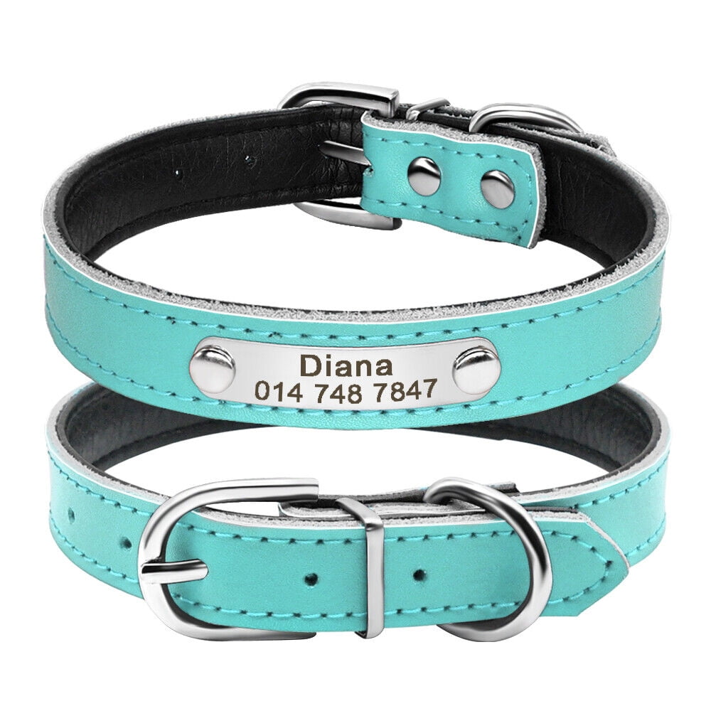Pet Artist Personalized Dog Collars for Small Dogs Leather Custom Name ...