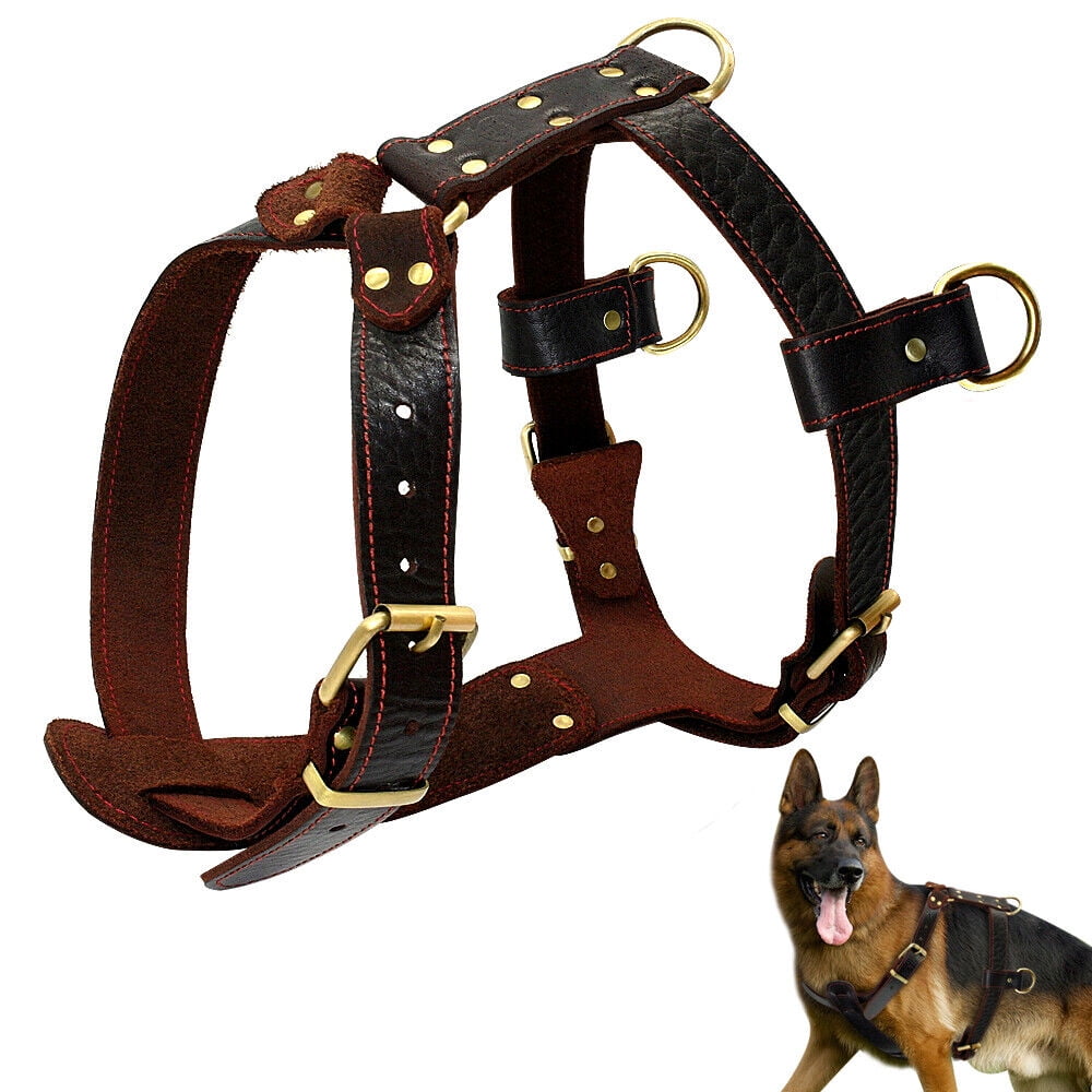 Pet Artist Real Genuine Leather Dog Harnesses Heavy Duty Adjustable for ...