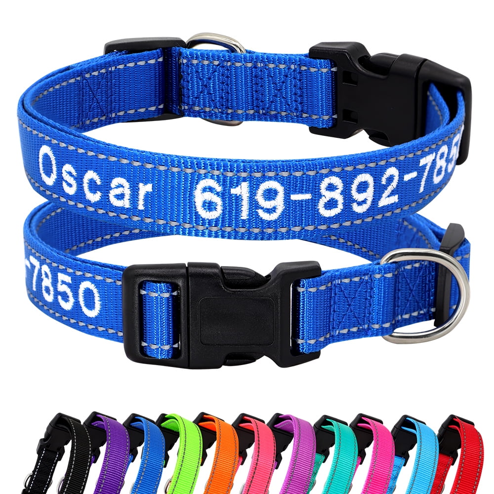 Pet Artist Reflective Nylon Personalized Dog Collars Embroidered Custom ...