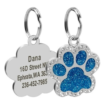 Didog Paw Glitter Personalized Dog Tags Engraved Cat Puppy Pet ID Name ...
