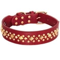 Pet Artist Soft Leather Pet Dog Collar Gold Rivet Studded Adjustable ...