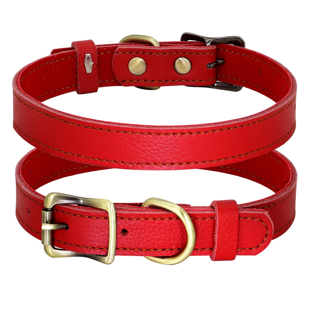 Pet Artist Soft Real Leather Small Dog Collar, Adjustable Thin Pet ...