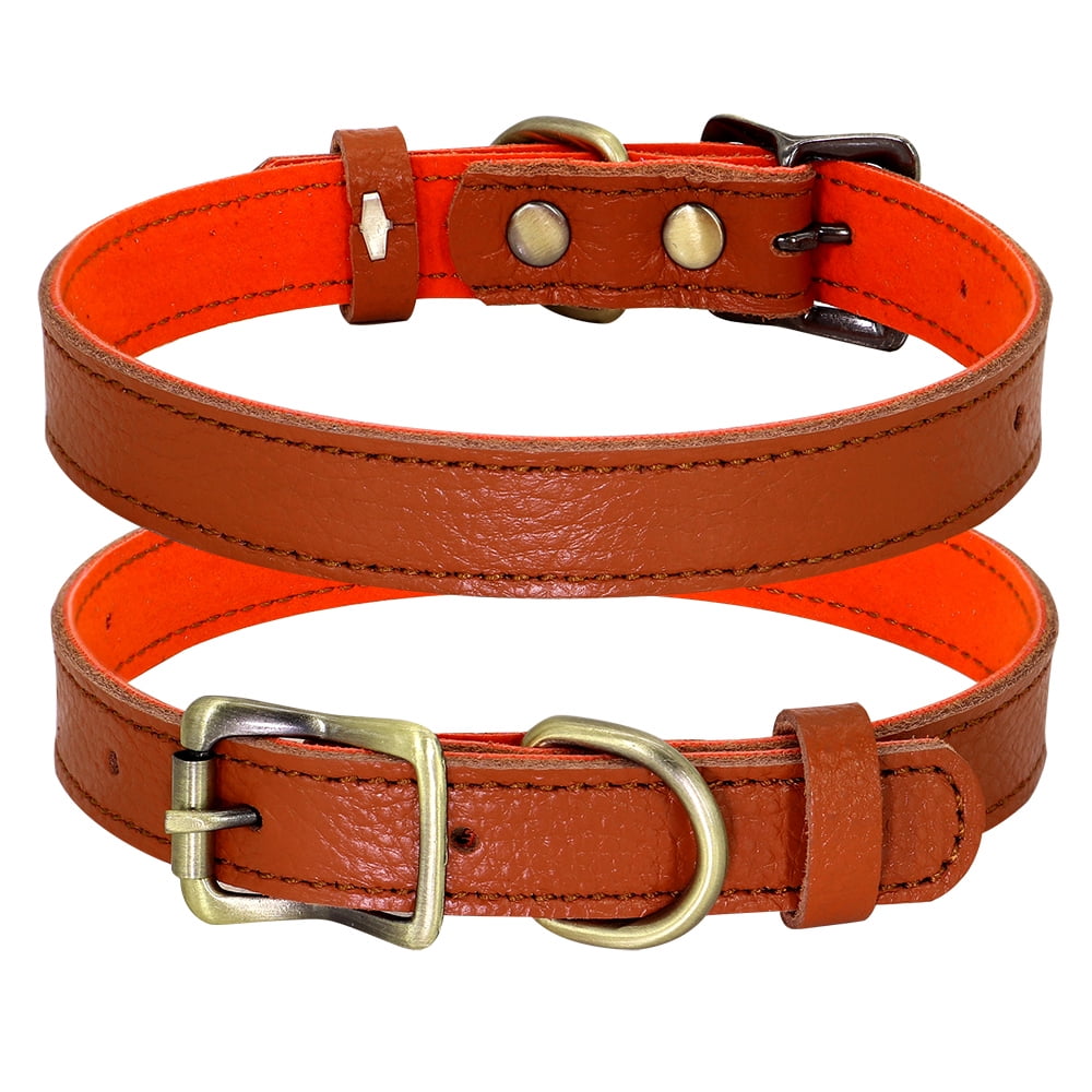 Pet Artist Soft Real Leather Small Dog Collar, Adjustable Thin Pet ...