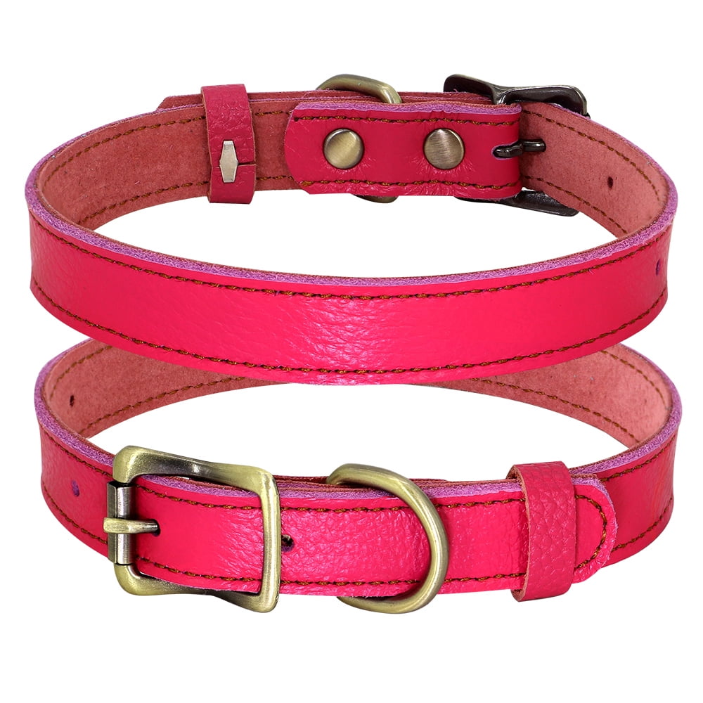 Pet Artist Soft Real Leather Small Dog Collar, Adjustable Thin Pet ...