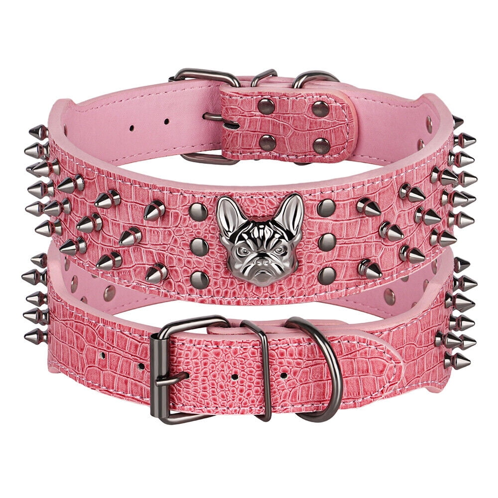 Pet Artist Spiked Studded Leather Dog Collar Heavy Duty Soft Padded 5cm ...